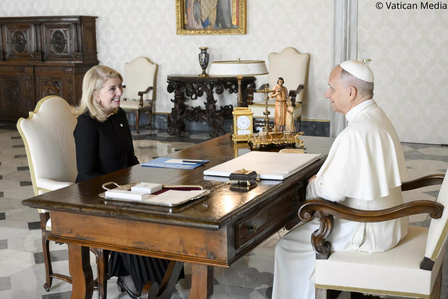 UNICEF Executive Director Catherine Russell meets Pope Leo XIV to ...